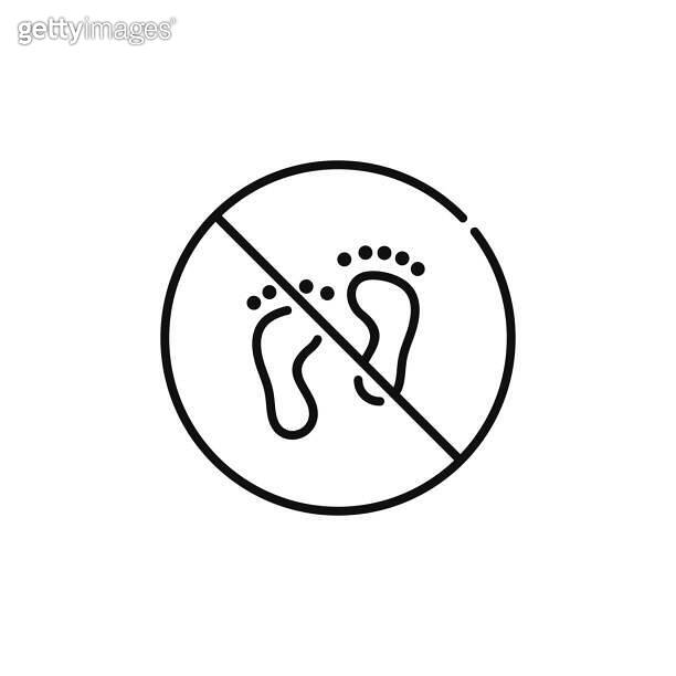 Do not step line icon symbol isolated on white background. No foot step ...
