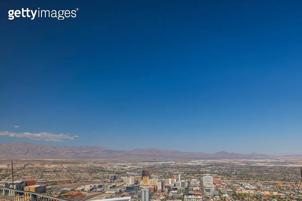 Beautiful panoramic aerial landscape view of sunny Las Vegas set ...