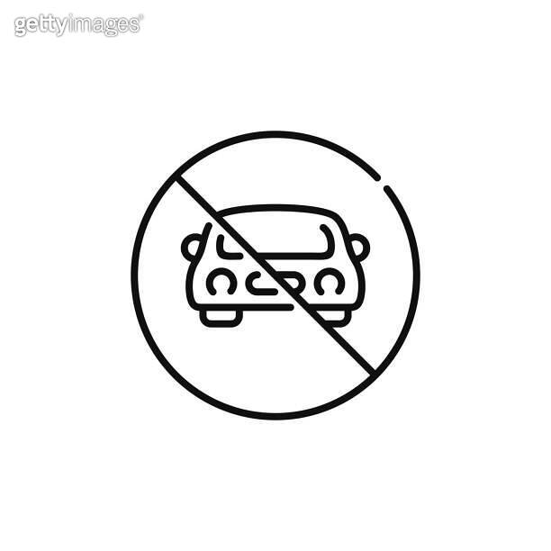 No car line icon sign symbol isolated on white background. No vehicles ...