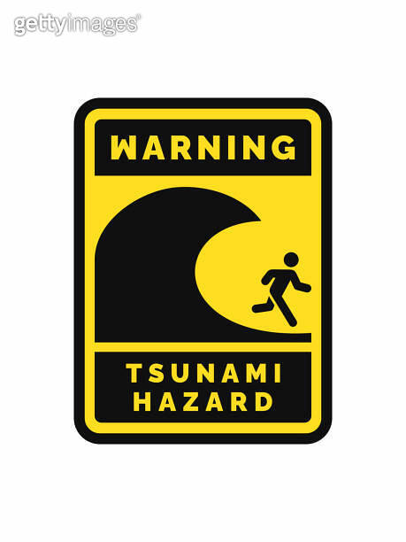 Tsunami hazard caution warning symbol design vector (1498446750) - 게티이미지뱅크