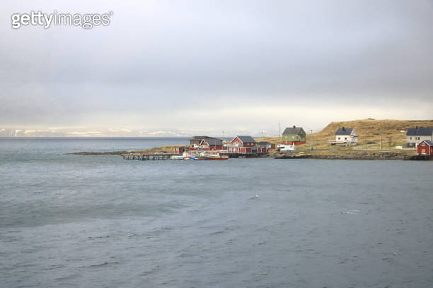 Nord summer Norwegian landscape behind the polar circle with green ...
