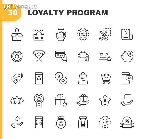 Loyalty Program Line Icons. Editable Stroke. Pixel Perfect. For Mobile ...