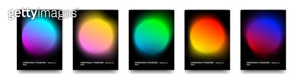 Color gradient background, neon gradation circles with halftone grain ...