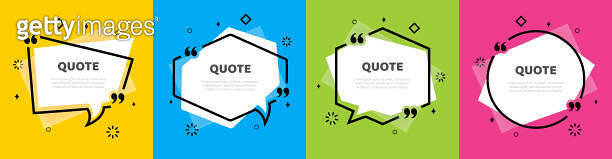 Quote frames on colored background. Vector set of banner templates with ...