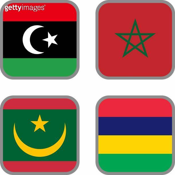 African flag icon vector material set,Libya,Morocco,Mauritania ...