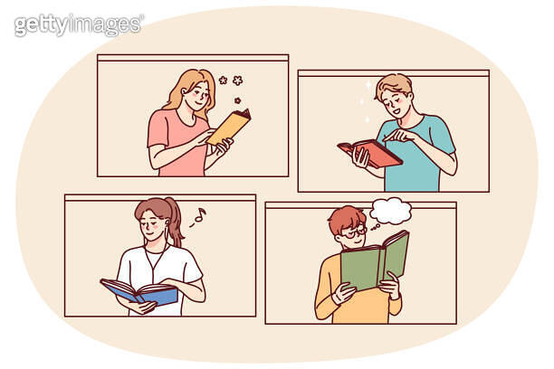 Happy people reading books 이미지 (1763186297) - 게티이미지뱅크