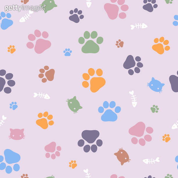 Cat paws background. Seamless pattern. Vector illustration 이미지 ...