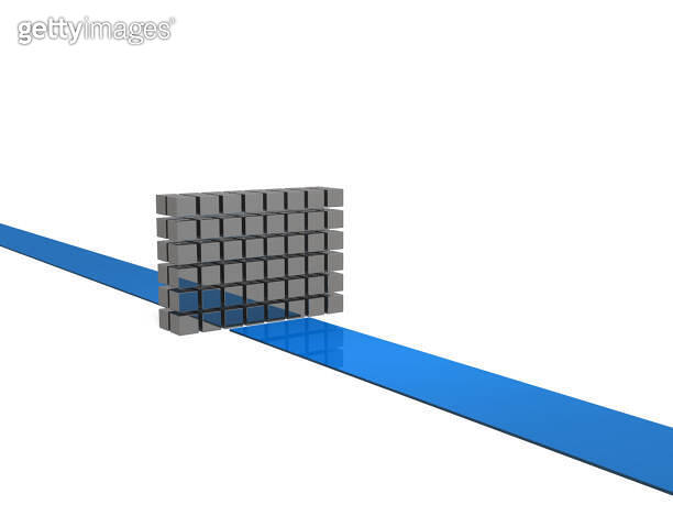 A strong wall blocking the path. An abstract concept representing an ...