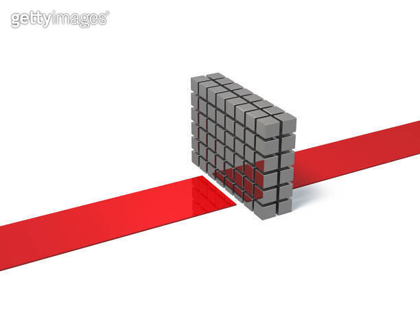 A strong wall blocking the path. unexpected accident. An abstract ...