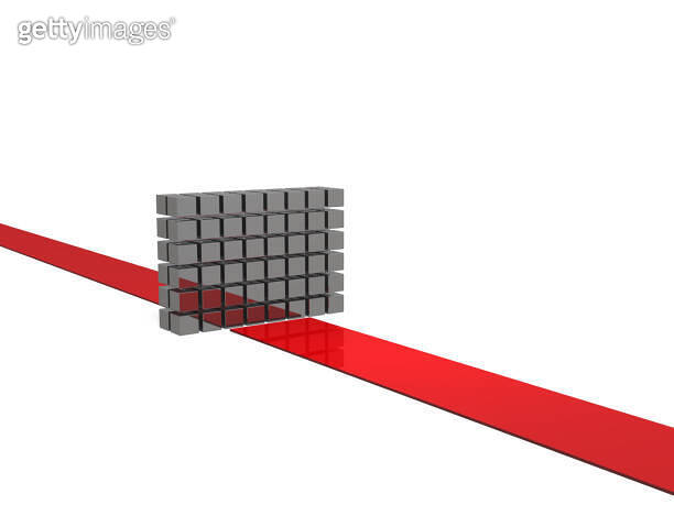 A strong wall blocking the path. An abstract concept representing an ...
