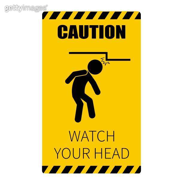 Printable black yellow safety safety sign mind your head, low up ...