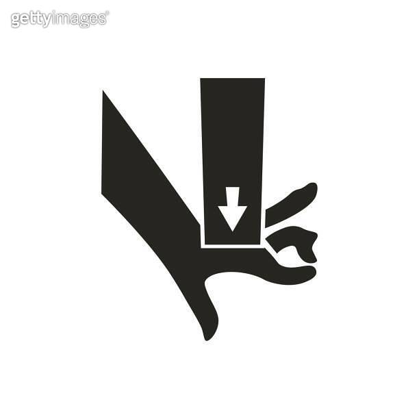 Isolated illustration of black pictogram injury risk finger crush ...