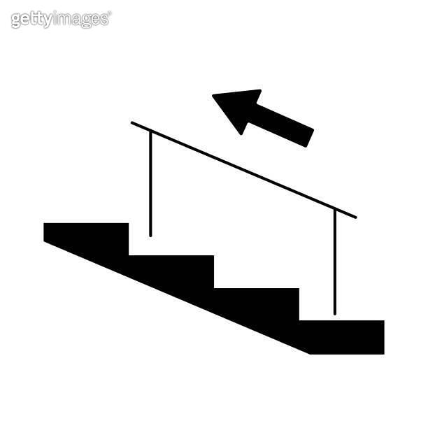 Isolated illustration of sign step up ladder in a building with ...