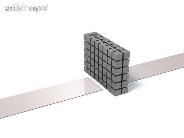 A strong wall blocking the path. unexpected accident. An abstract ...