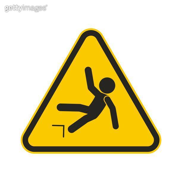 Isolated illustration of yellow triangle man falling from edge of stair ...