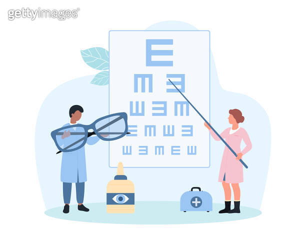 Eye health, ophthalmology, tiny ophthalmologists check eyesight with ...