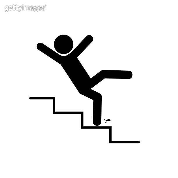 Isolated ilustration of icon man slip fall on stair, do not use phone ...