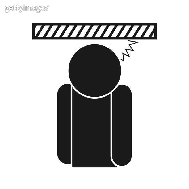 Isolated illustration of man walking with head hit low ceiling for ...