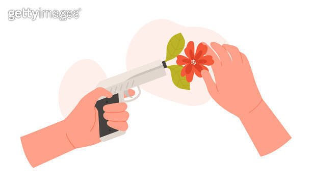 Gun shooting blossoming flower (1587651361) 일러스트, 무료 일러스트 - 게티이미지뱅크