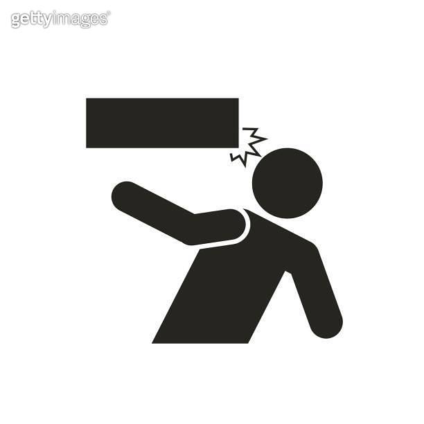Isolated pictogram icon safety sign mind your head, low up ceiling ...