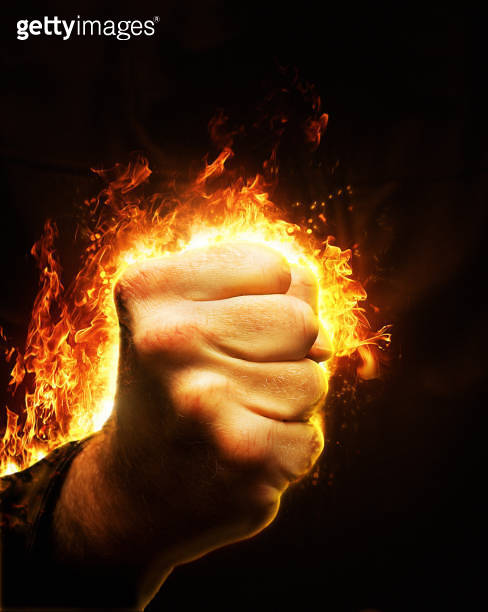 Burning rage: man's fist bursting into flames and fire 이미지 (1463497681 ...