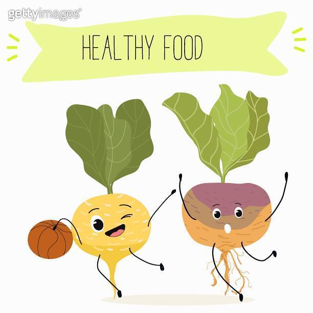 Vector Illustration with funny cartoon characters swede, rutabaga ...