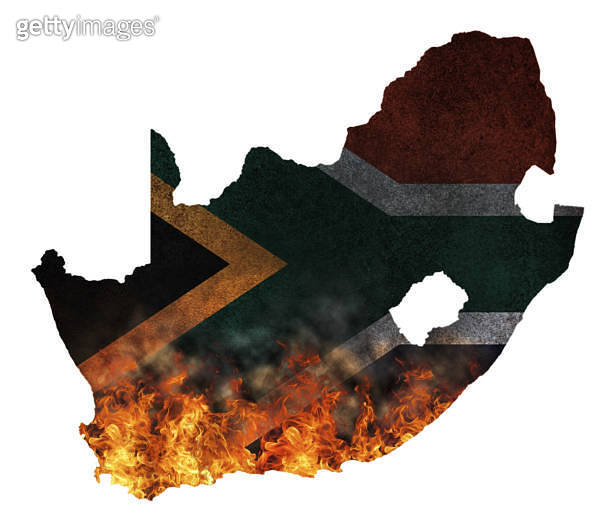 South Africa in flames: map of the country burning, with the colors of ...