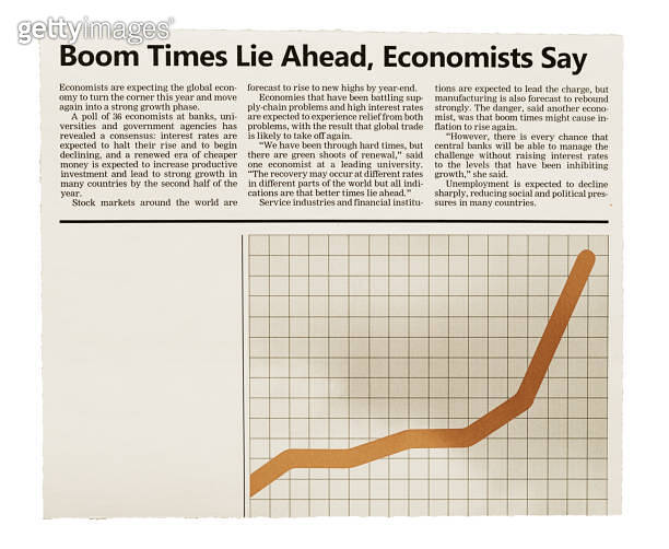 Space for your copy under optimistic news article about economic boom ...