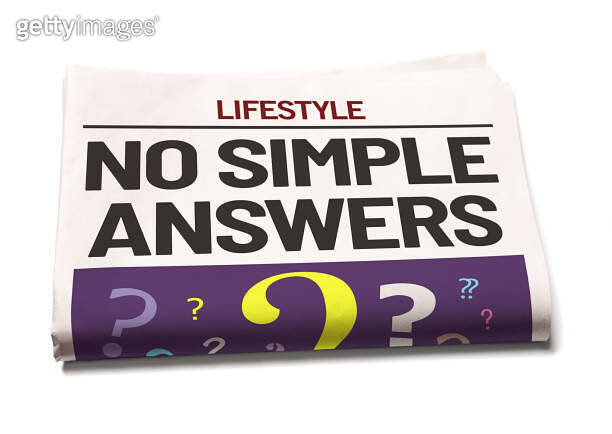 No Simple Answers, says headline in a newspaper lifestyle section above ...