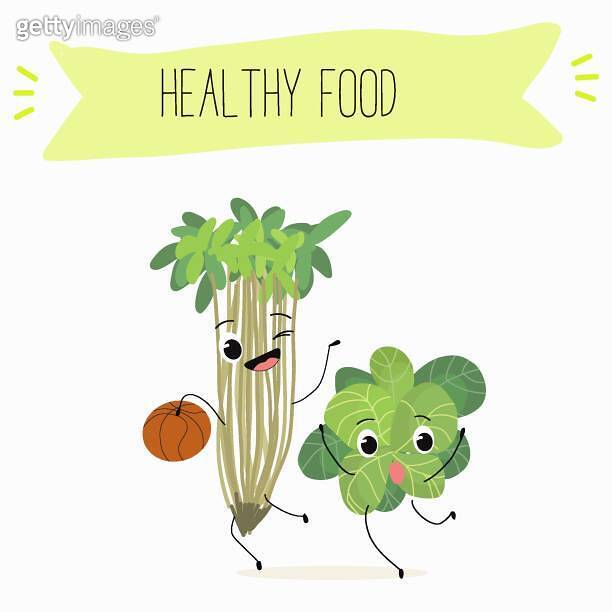 Vector illustration with funny cartoon characters cress, watercress ...