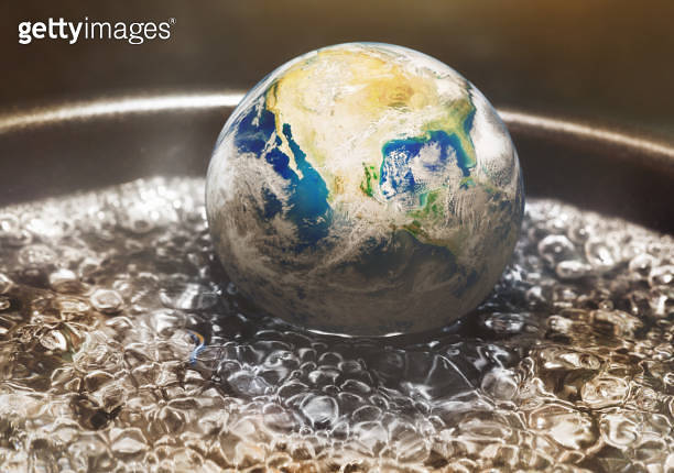 Global boiling: Planet Earth in a bubbling pan represents the new term ...