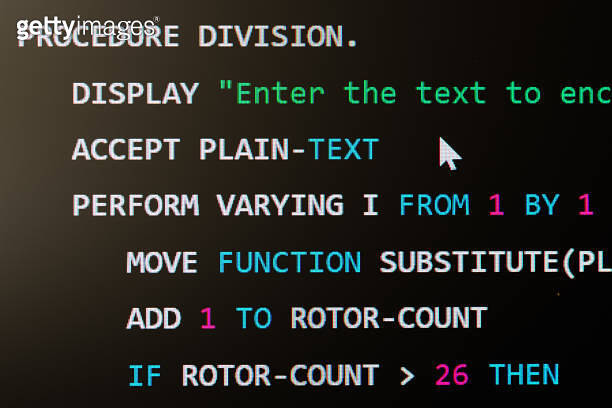 Old school: snippet of computer code in the long-obsolete COBOL ...