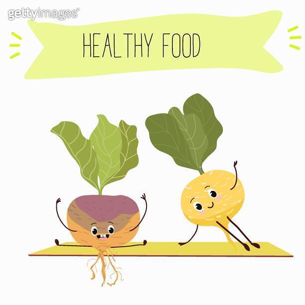 Vector Illustration with funny cartoon characters swede, rutabaga ...