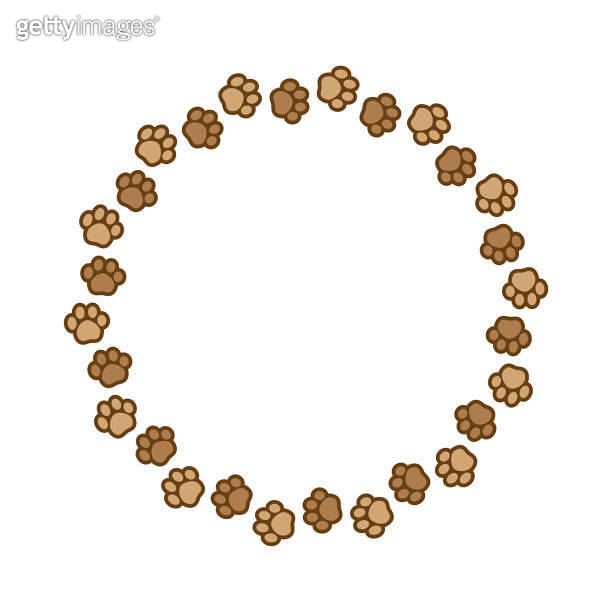 Round frame made of animal paw prints with empty space for your text ...