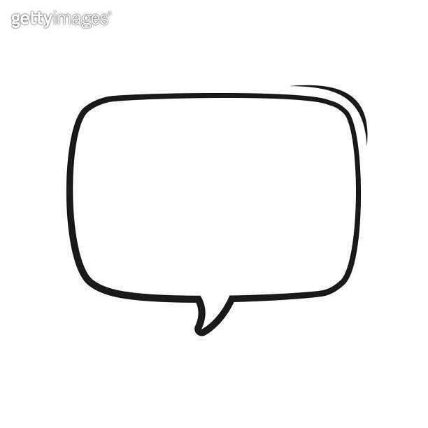Square speech bubble outline hand drawn line art. Retro empty comic ...