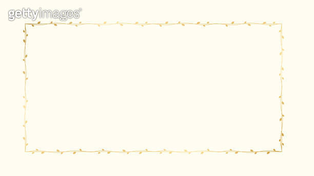 Rectangle golden frame with botanical design. Round vine frame wedding ...