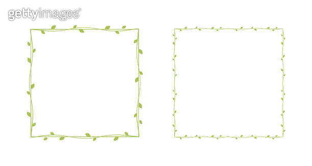 Square green vine frames and borders set, floral botanical design ...