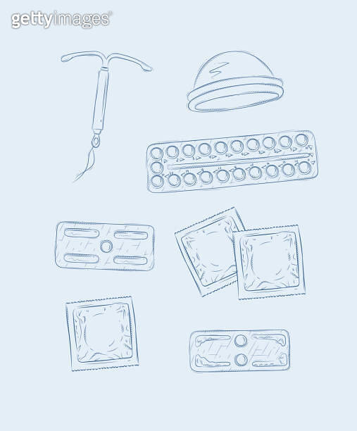 Set of women diaphragm, intrauterine device for contraception, pack of ...