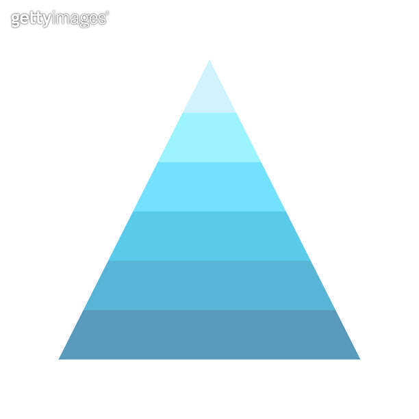 Pyramid infographic template. Blue triangle data segments. Vector illustration. EPS 10 ...