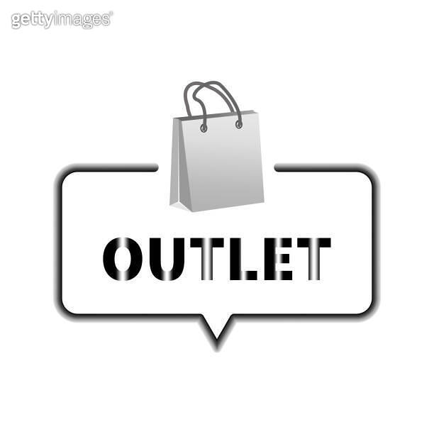 Outlet label, badge. Outlet price tag. Vector illustration. 이미지 ...