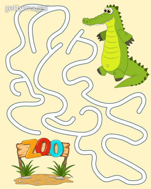 Logic Game for kids. Help the alligator find the pathway to Zoo. Entry ...