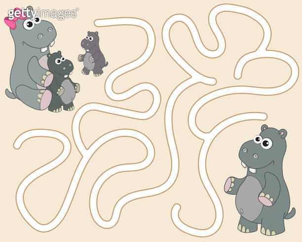 Help the hippopotamus find the pathway to family. Logic Game for kids ...
