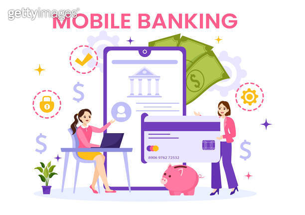 Mobile Banking Vector Illustration with Wallet App for Payment from ...