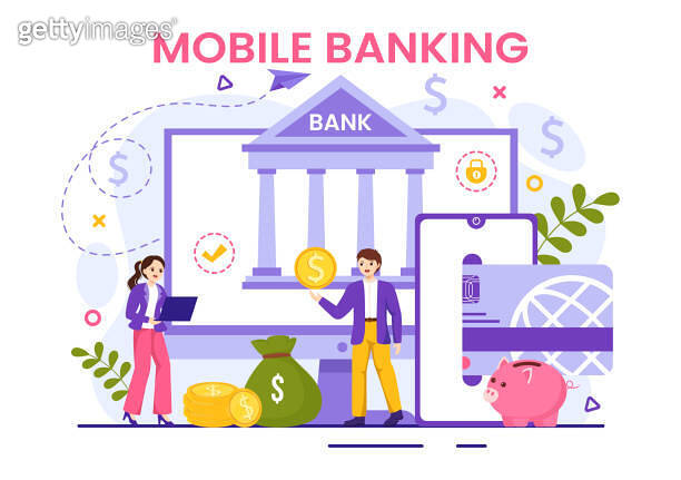 Mobile Banking Vector Illustration with Wallet App for Payment from ...