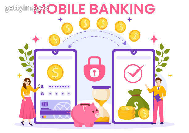 Mobile Banking Vector Illustration with Wallet App for Payment from ...