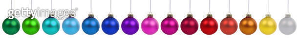 Christmas balls baubles banner ornament colorful decoration in a row ...