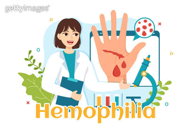 Hemophilia Vector Illustration with Doctor Examining Injured Knee or ...