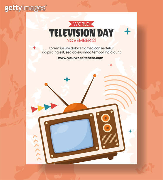 Television Day Vertical Poster Flat Cartoon Hand Drawn Templates ...
