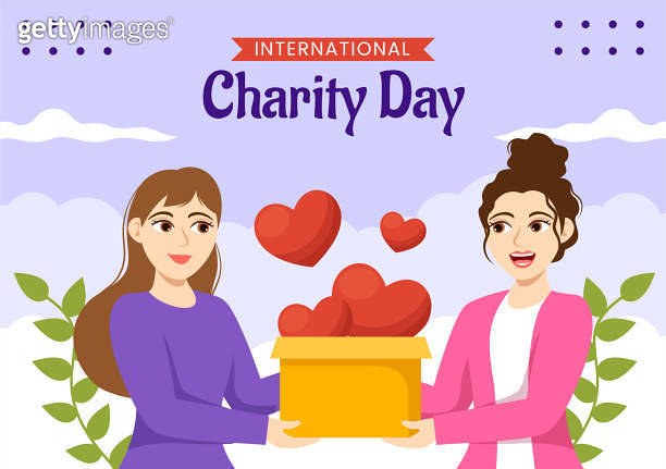 International Day of Charity Social Media Background Flat Cartoon Hand ...