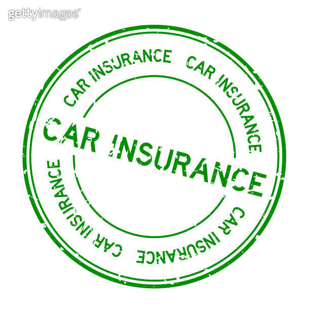Grunge green car insurance word round rubber seal stamp on white ...